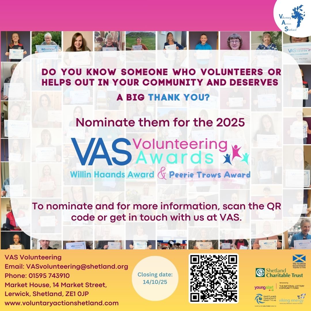 VAS Volunteering Awards 2025 launched | Voluntary Action Shetland